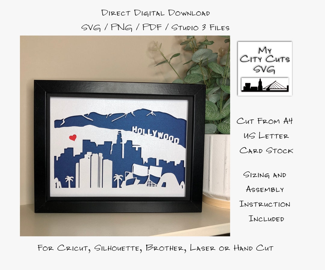 Los Angeles City Skyline Shadow Box SVG Cut Files for Cricut, City ...