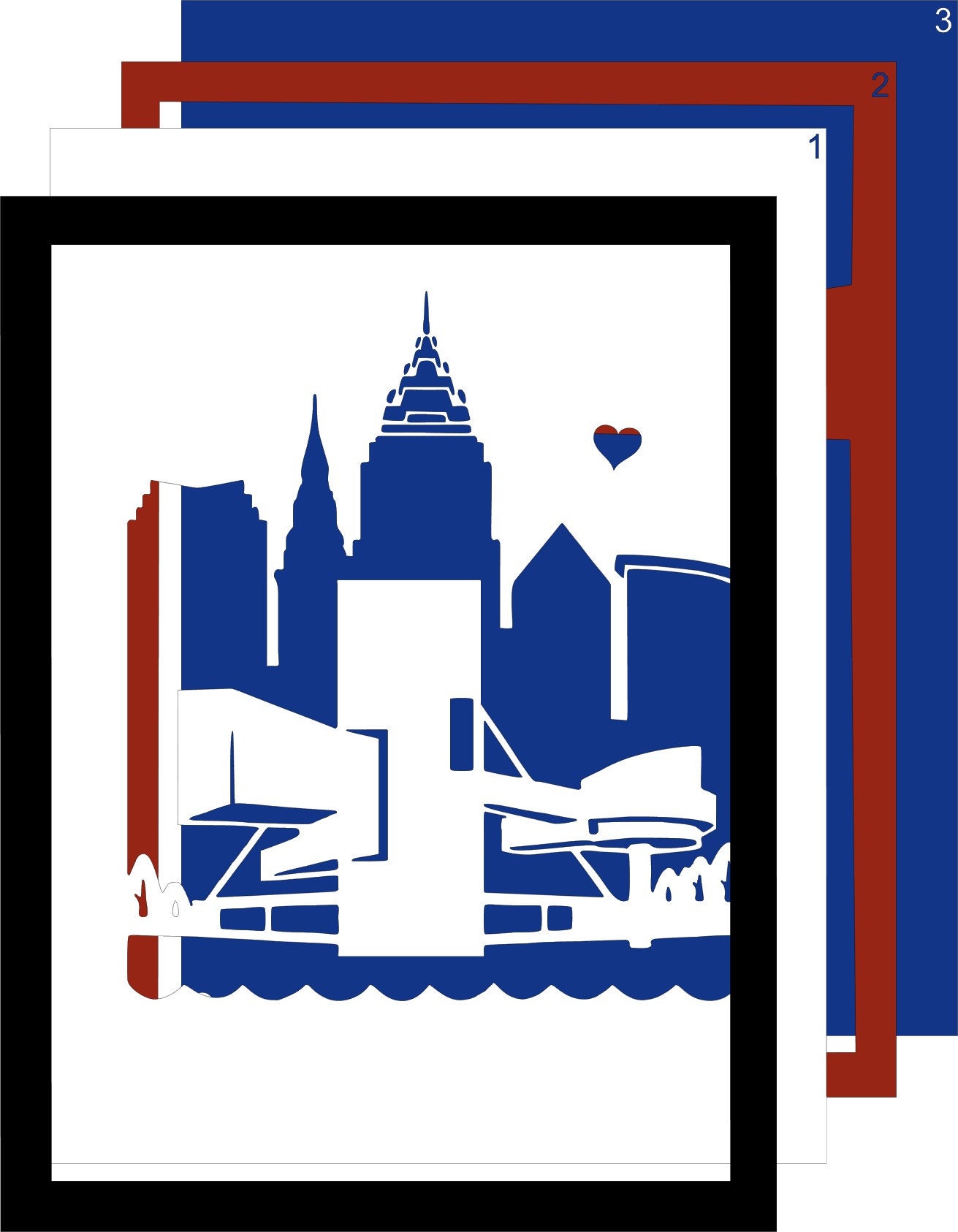 Cleveland City Skyline Shadow Box SVG Cut Files for Cricut - Etsy