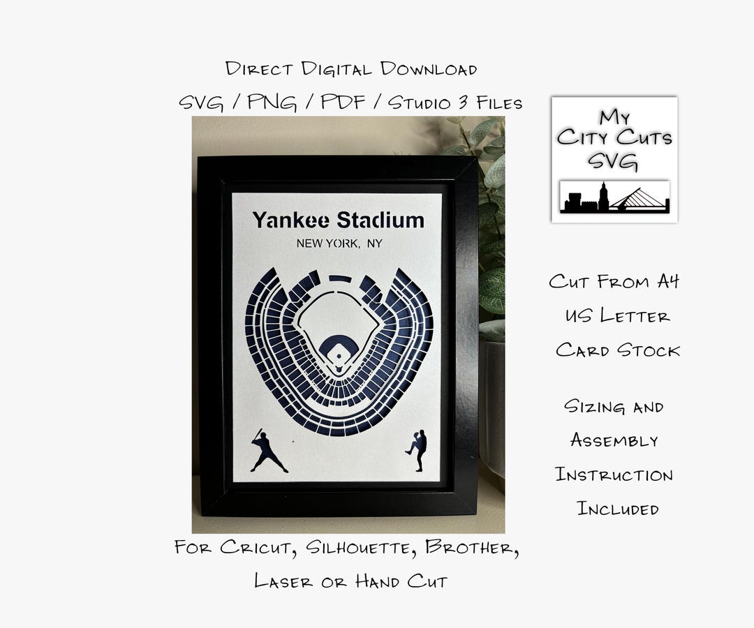 Yankee Baseball Stadium Bronx New York Shadow Box SVG Cut Files for ...