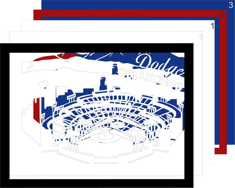 NG Baseball Stadium Los Angeles California Shadow Box SVG PNG Cricut ...