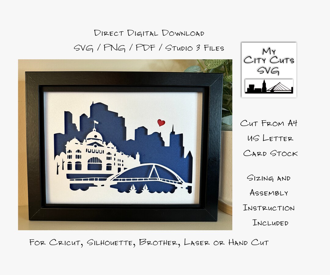 Paper Cut Shadow Box 3D Lightbox SVG PNG Melbourne Australia City ...