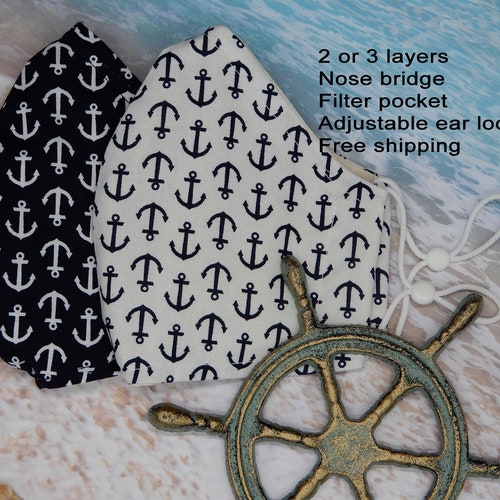 Anchor Face Mask Boating Face Mask Nautical Face Mask Sailing - Etsy