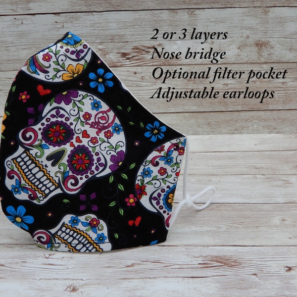 Sugar Skull Face Mask - Etsy