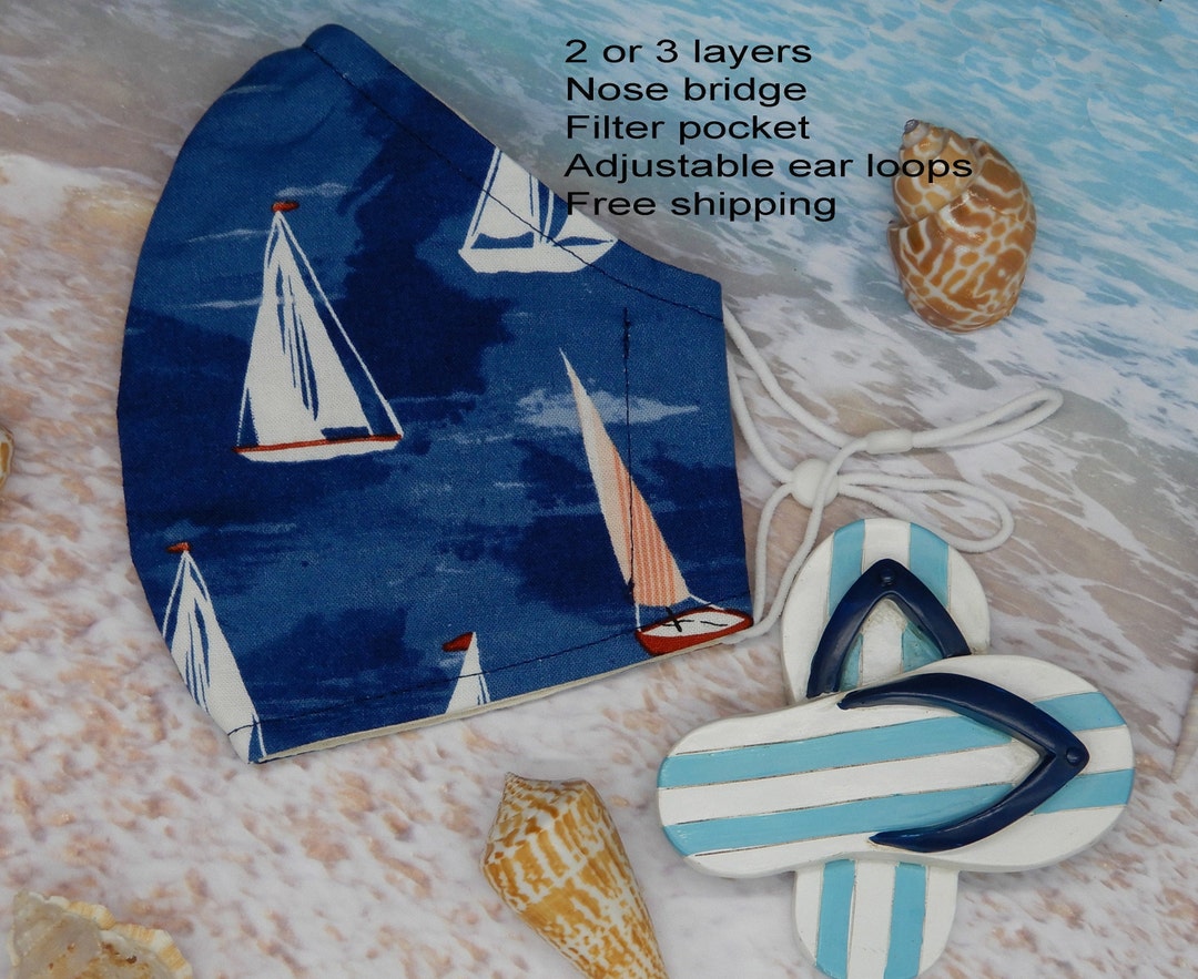 Sailboat Face Mask Nautical Mask Ocean Face Mask Summer Face Mask With ...