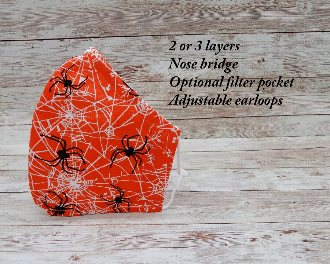 Halloween Face Mask Spider Face Mask Cotton Cloth Handmade Face Mask ...