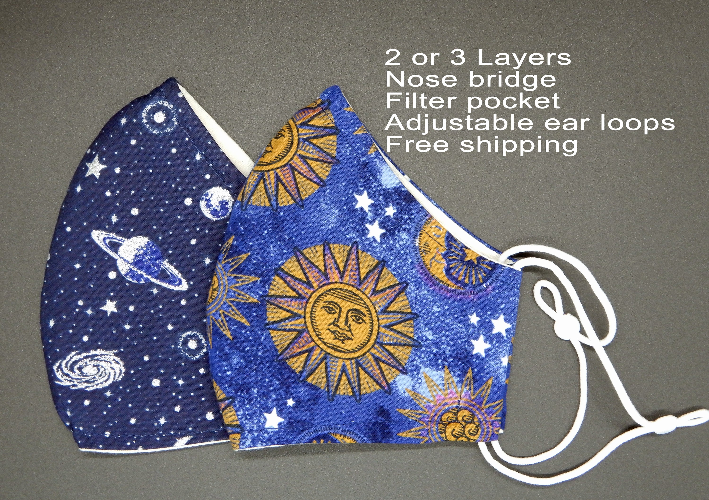 Celestial Face Mask Solar System Face Mask 100% Cotton With - Etsy