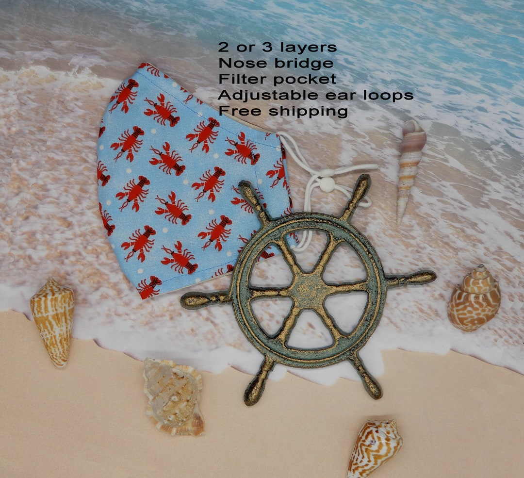 Lobster Face Mask Maine Lobster Mask Fisherman Face Mask Summer Face ...