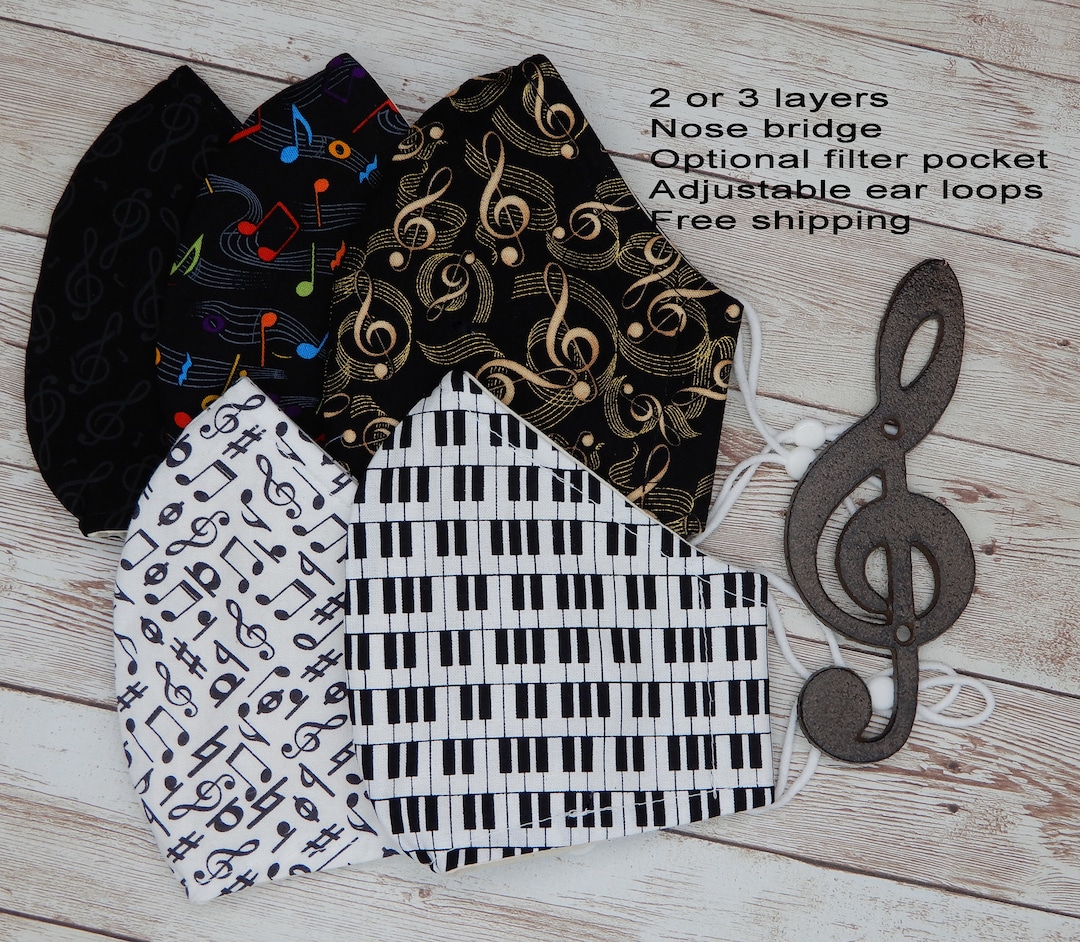 Music Face Mask Mask With Nose Wire Musician Mask Music Teacher Gift ...