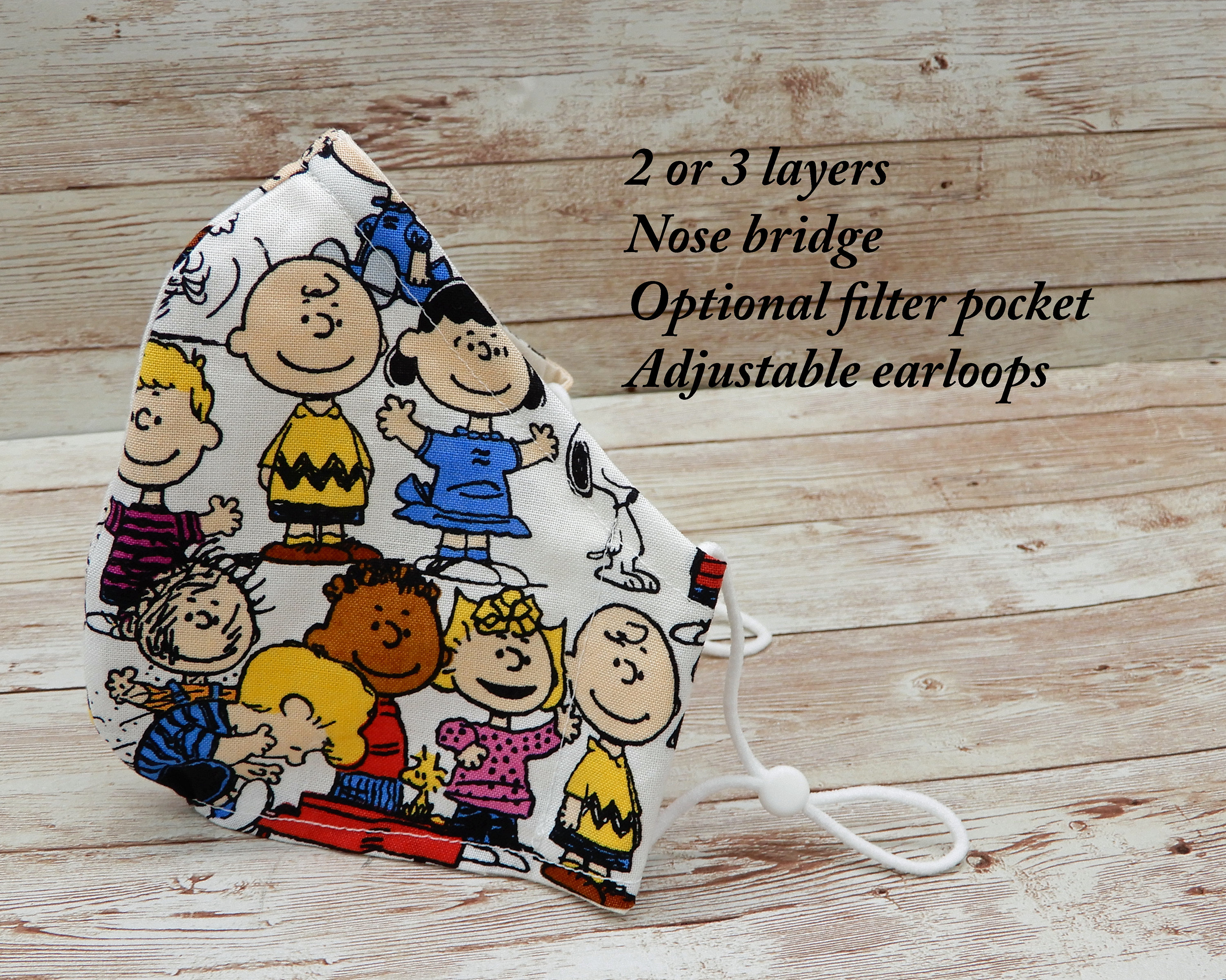 Snoopy Face Mask Peanuts Face Mask Charlie Brown Mask With - Etsy