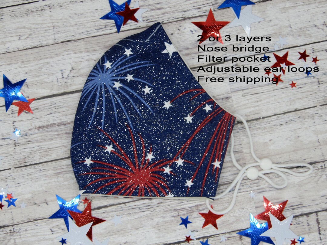 Patriotic Face Mask Fireworks Face Mask Americana Face Mask USA Face ...