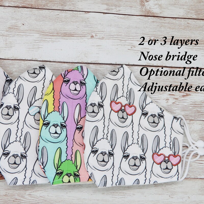Llama Face Mask - Etsy