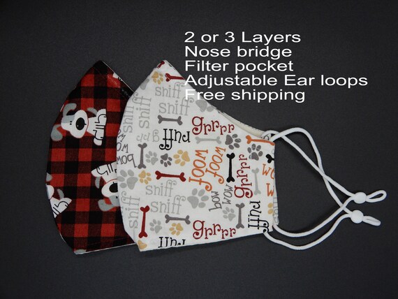 Dog Face Mask Plaid Face Mask Puppy Mask 100% Cotton Cloth | Etsy