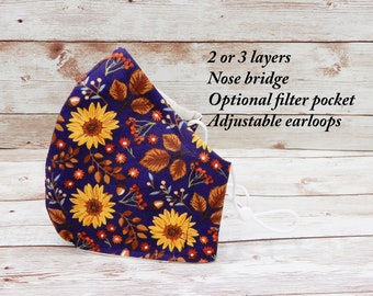 Sunflower Face Mask - Etsy