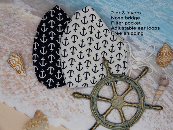 Anchor Face Mask Boating Face Mask Nautical Face Mask Sailing - Etsy