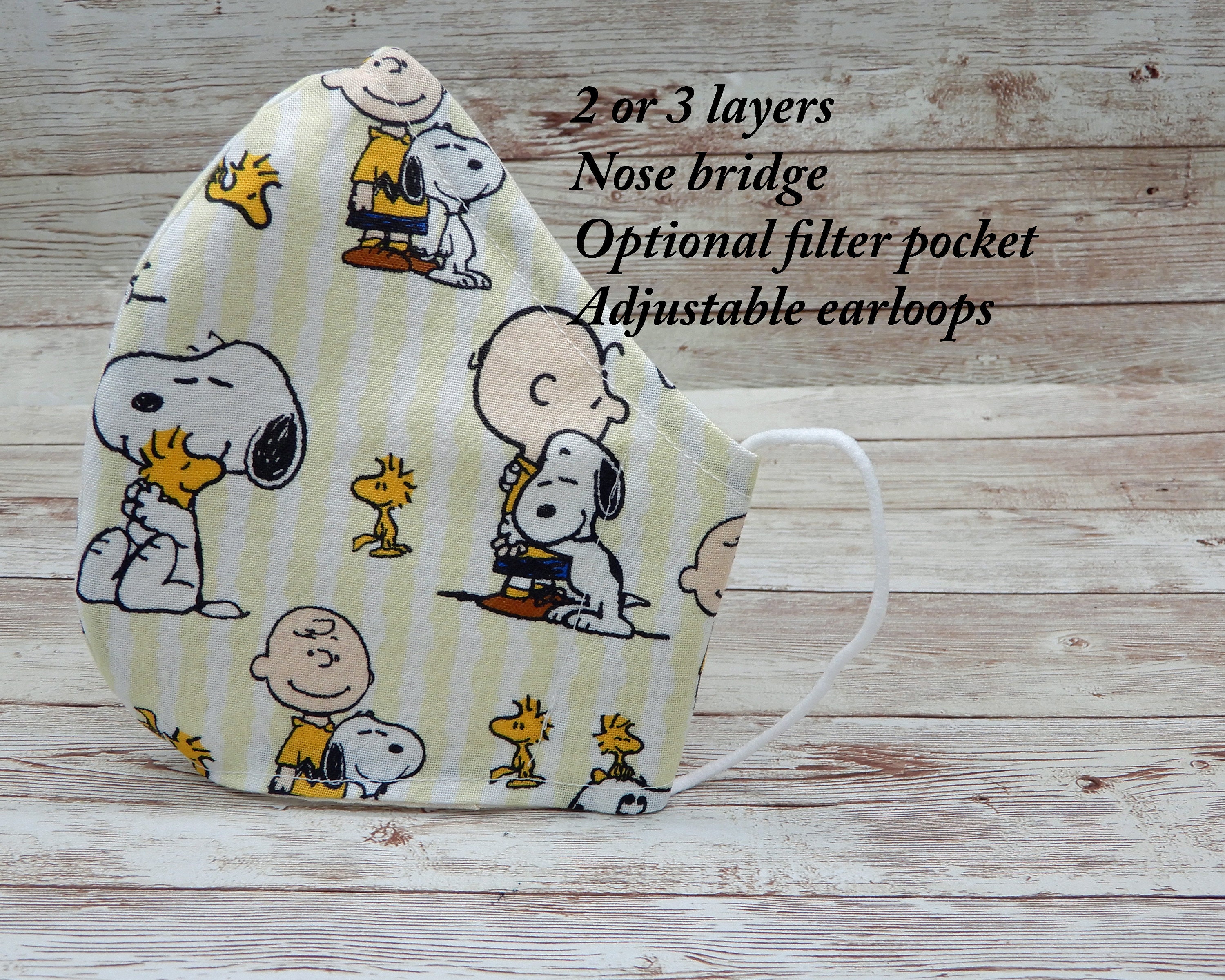 Snoopy Face Mask Charlie Brown Peanuts Face Mask With Nose - Etsy