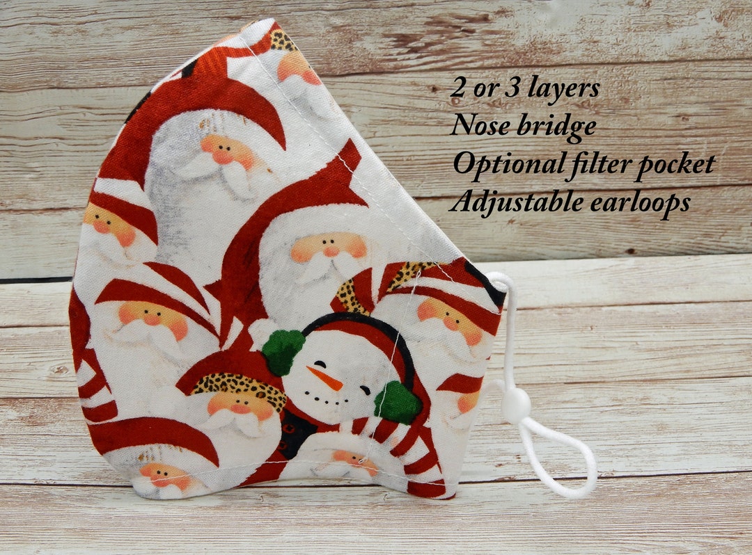 Santa Face Mask/ Snowman Face Mask/ Christmas Face Mask/ Mask With Nose ...