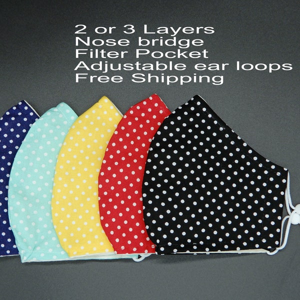 Black and White Polka Dot Face Mask - Etsy