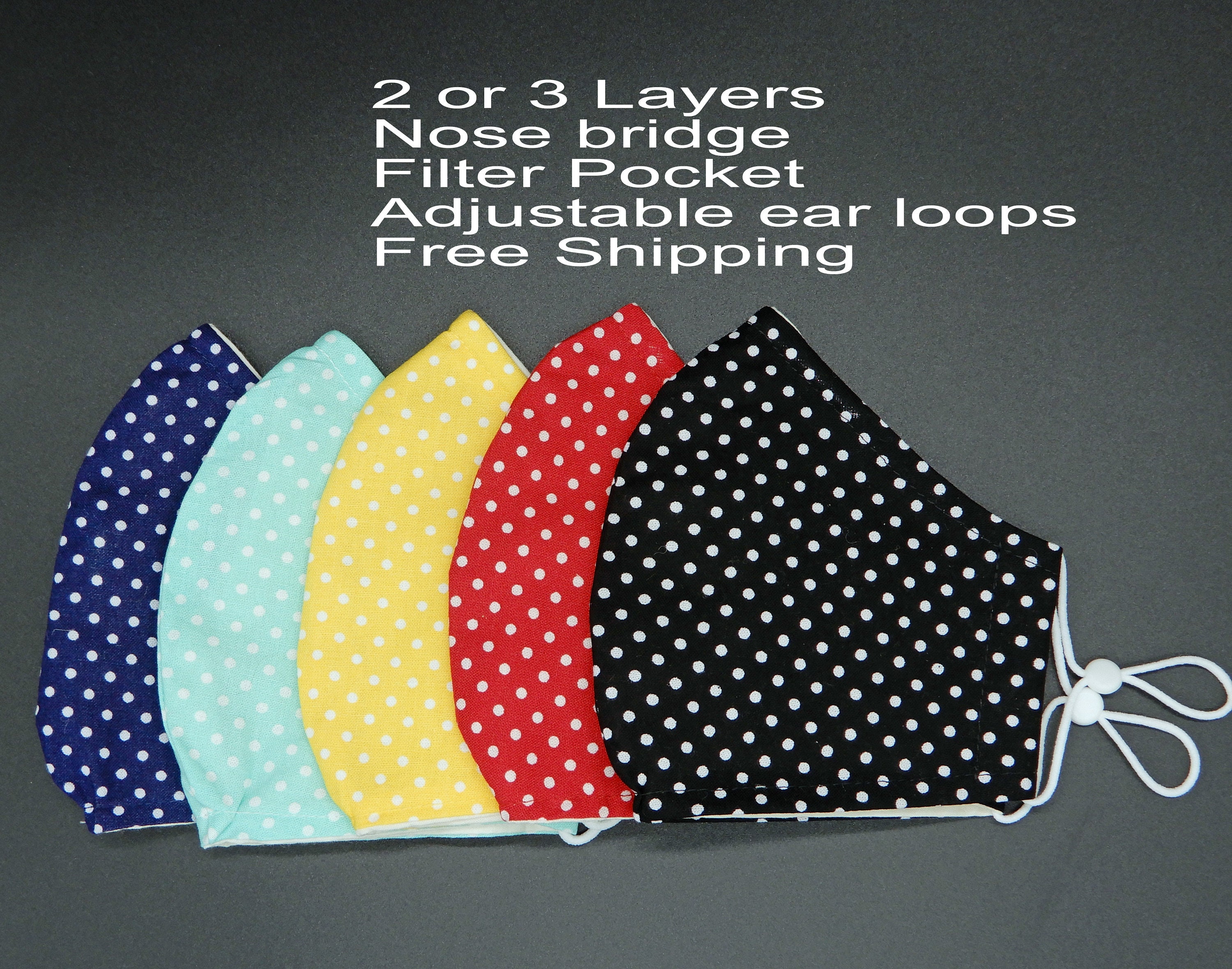 Polka Dot Face Mask 100% Cotton Cloth Face Mask With Nose Wire - Etsy
