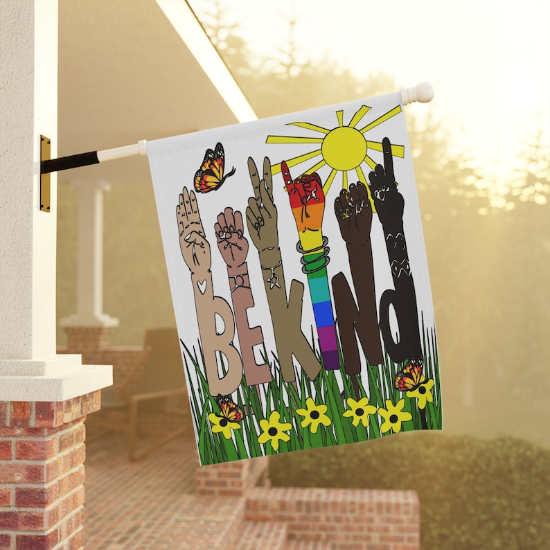 BE KIND ASL Pop Art Garden & House Banner - Etsy