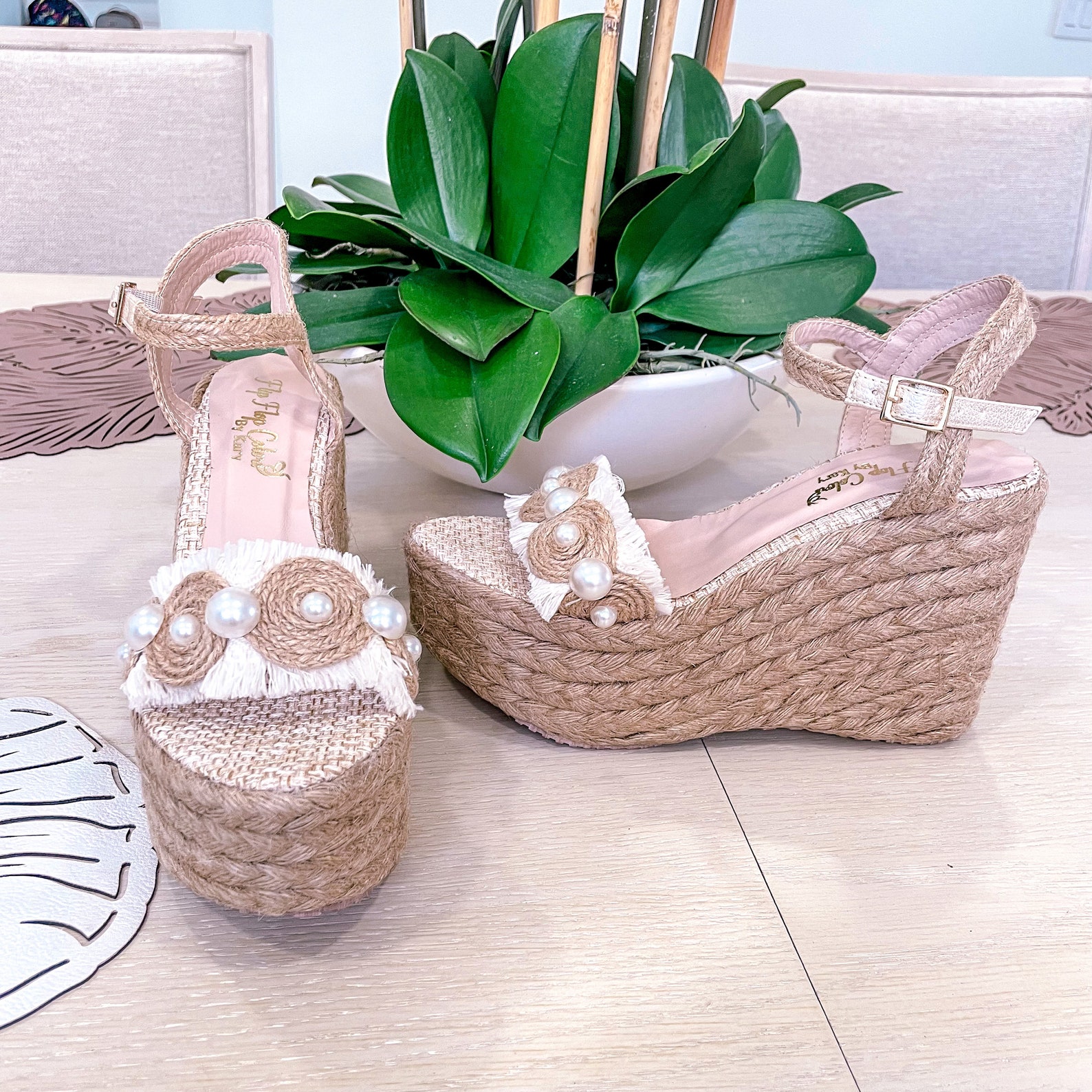 Wedding Sandals, Natural Jute Wedge Sandals, Bohemian High Shoes With ...