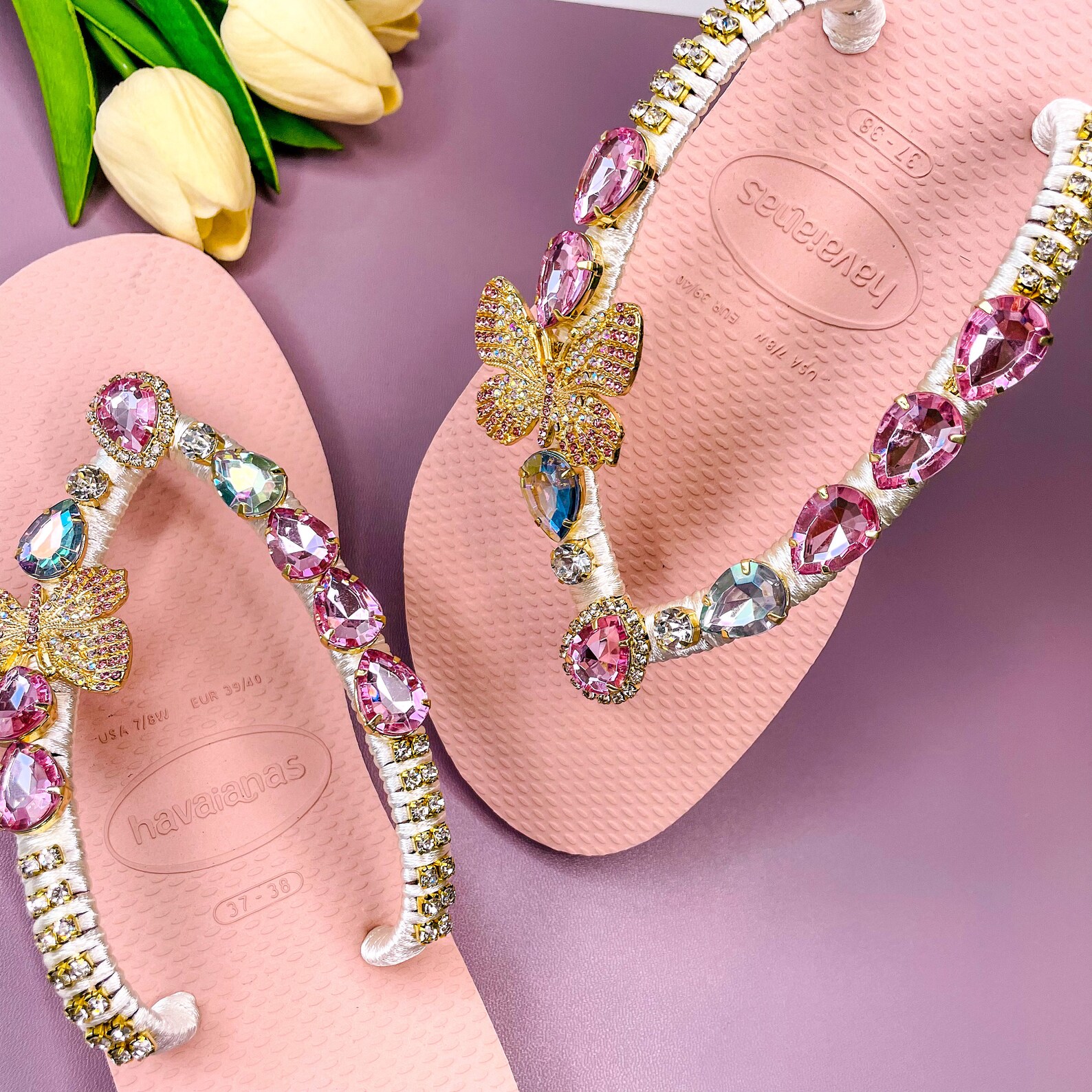 Bridal Rhinestone Flip Flops Weddings Sandals Jeweled Etsy