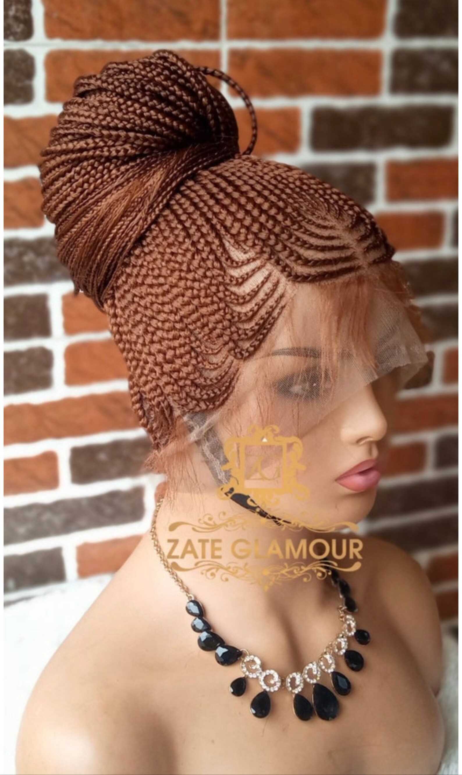 Updo Cornrows Braided Wig Updo Braided Wig Light Braided - Etsy