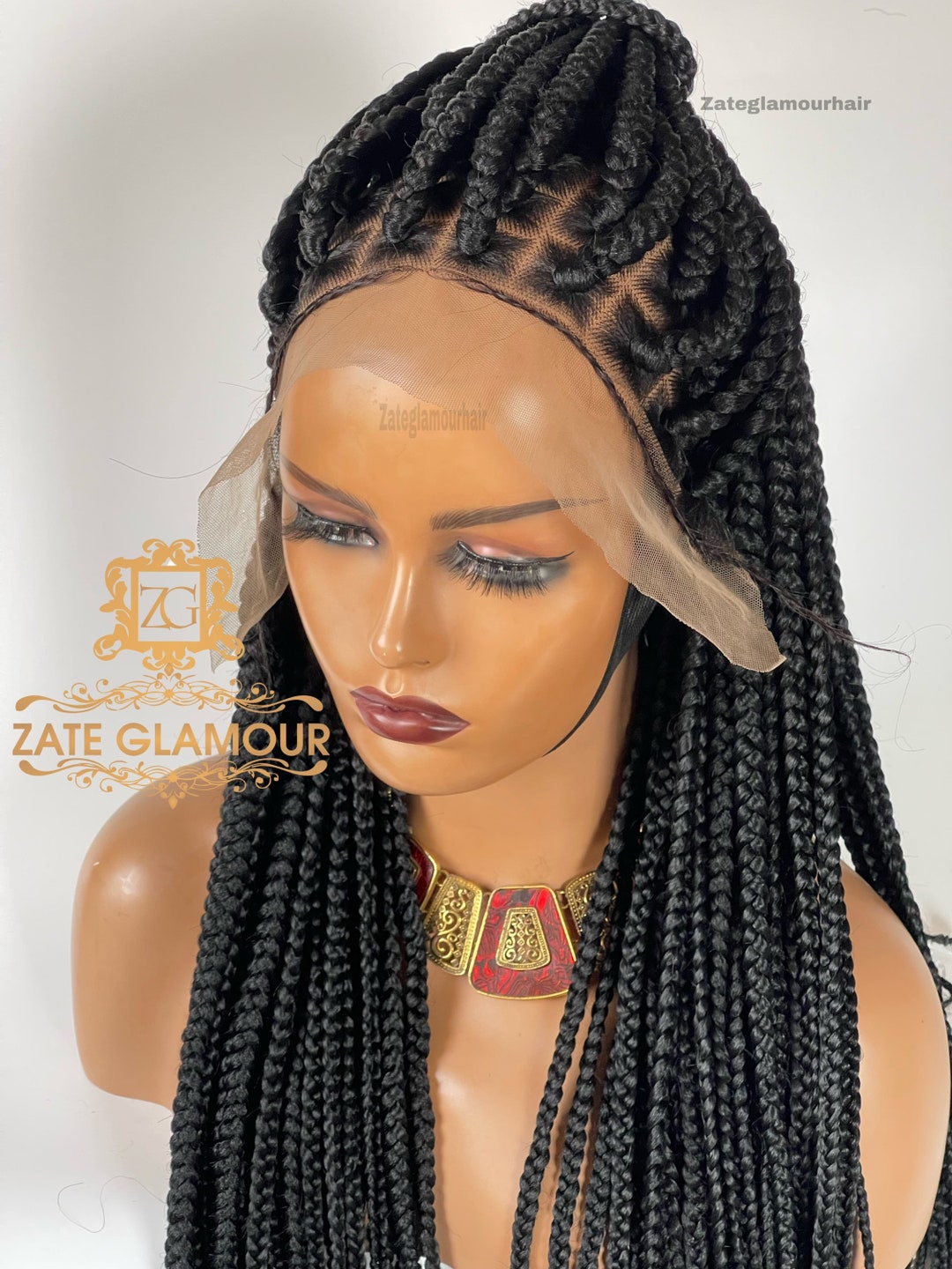 Box Braided Wig, Handmade Wig, Big Braids, Braided Wig - Etsy