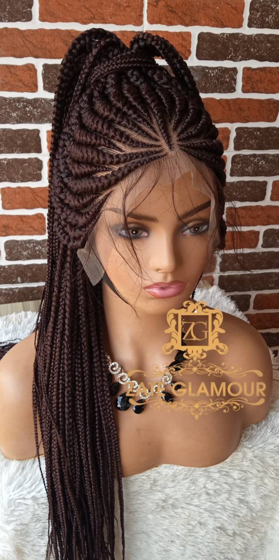 Cornrow Braided Wig, Handmade Wig, Braided Wig, African Style Wig Box ...