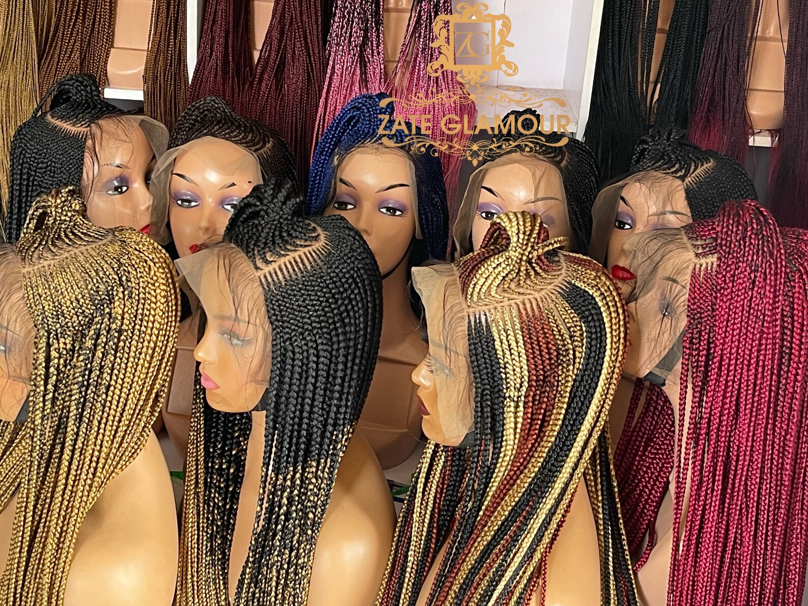 Frontal Braided Wigs Handmade Wig Glueless Wig Lace Front - Etsy