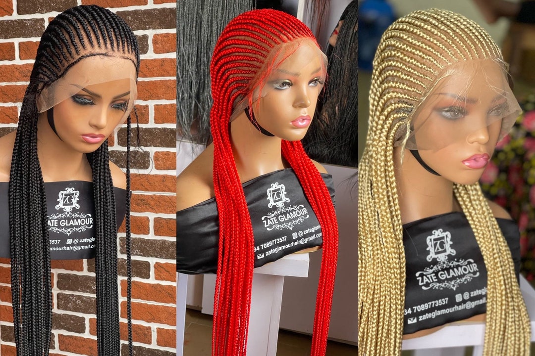 All Back Cornrows Braided Wig Handmadewig Braids Fulllace Wig - Etsy