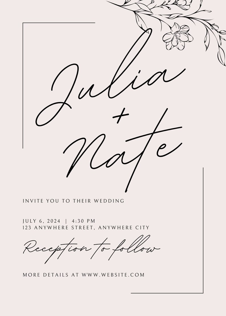 Wedding Invitation Template | Customizable - 02 - Etsy