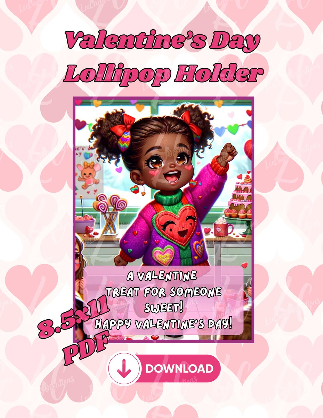 Valentine’s Day Lollipop Holder – Printable PDF | DIY Valentine’s Day ...
