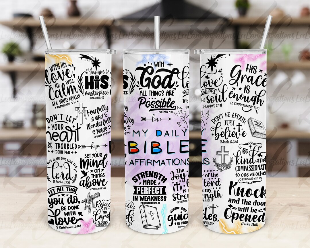 Bible Verse Tumbler | Christian Bible Verse Affirmations Tumbler ...