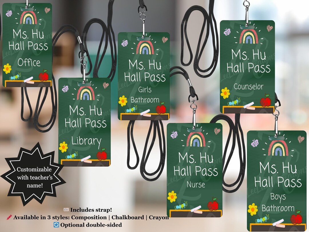 Custom MDF Hall Passes – Composition Notebook Style – Personalized ...