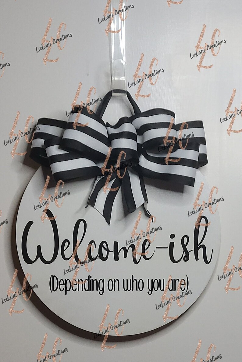 Welcome-ish Door Sign Farmhouse Sign Front Door Decor Round - Etsy