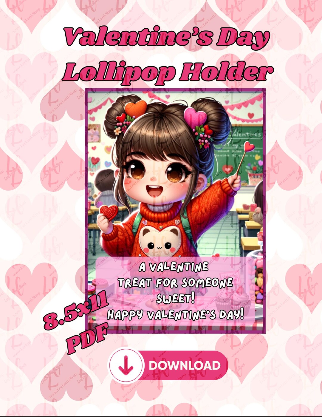 Valentine’s Day Lollipop Holder – Printable PDF | DIY Valentine’s Day ...