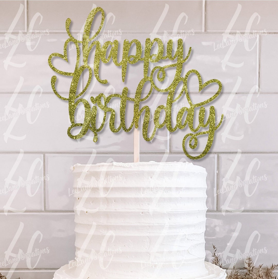 Happy Birthday Cake Topper | Cake Topper| Glitter Cake Topper| Party - Etsy