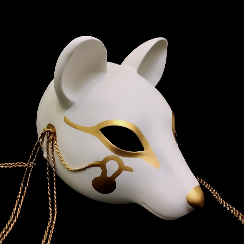 Embrace Enchanting Whimsy Elegant White Mouse Mask, Gilded Details ...