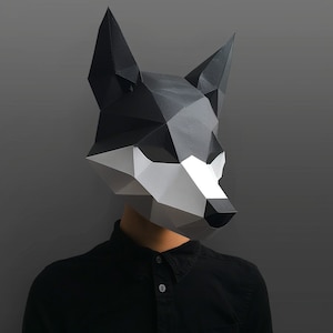 This Handmade Black and White Wild Wolf Mask, Ideal for Fans of ...