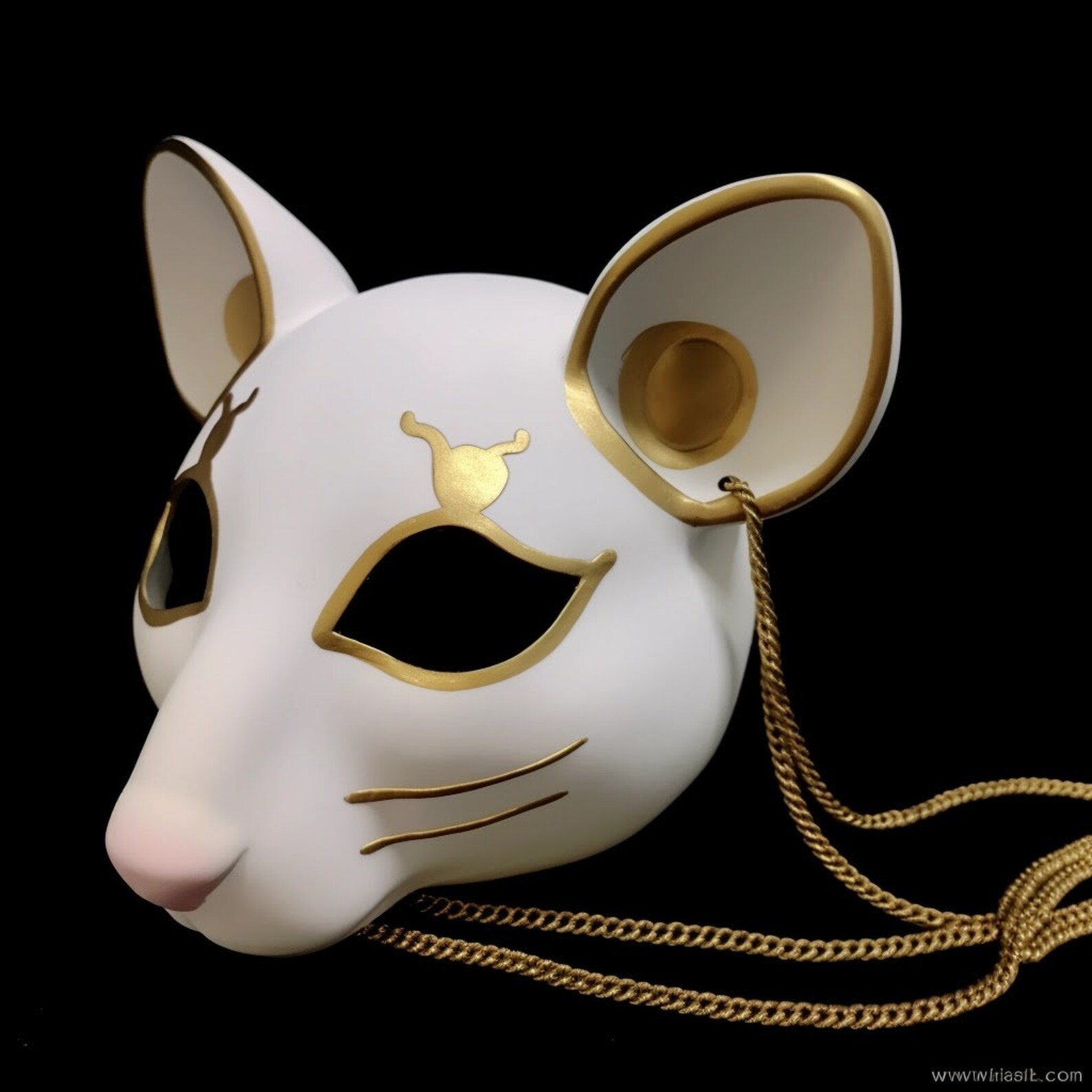 Embrace Enchanting Whimsy Elegant White Mouse Mask, Gilded Details ...