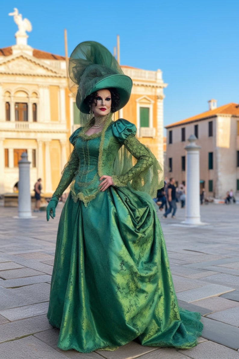 Elegant Green Venetian Costume Dress Venetian Masquerades - Etsy