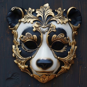 Venetian Panda Mask With Gold Details, a Treasure of Elegance and Charm ...