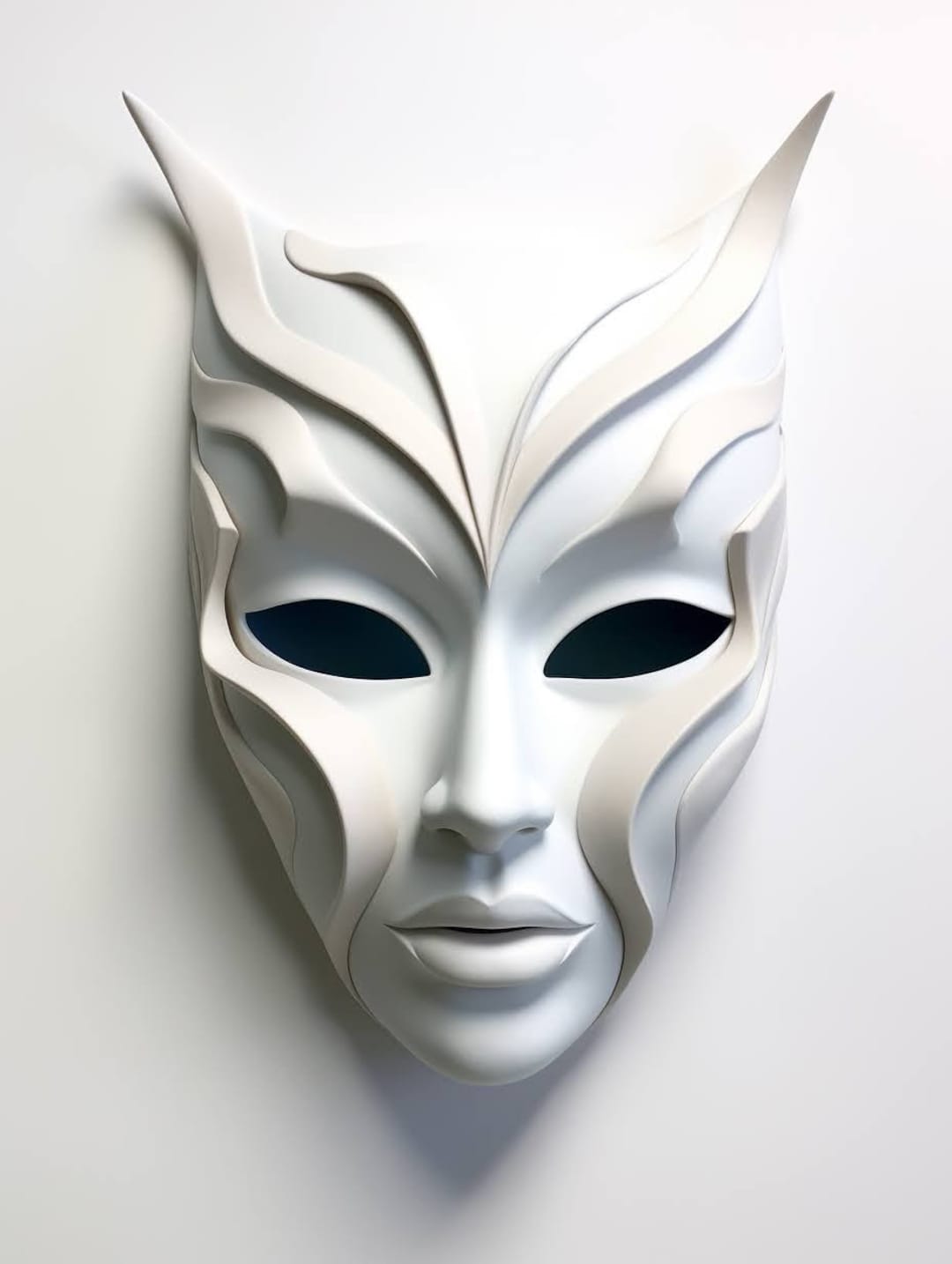 Cyborg Chic: Elegant Gray Humanoid Mask, Non-human Features, Ruffles ...