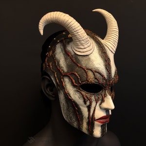 Handcrafted Demon Mask, Intricate Details With Realistic Horns and Dark ...