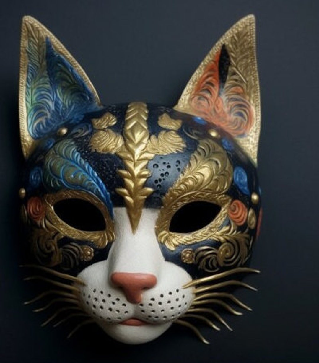 Unique and Decorated Venetian Cat Mask - A Work of Art for Your ...