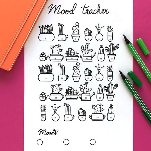 Mood Tracker Printable PDF Monthly Mood Tracker Insert Daily | Etsy