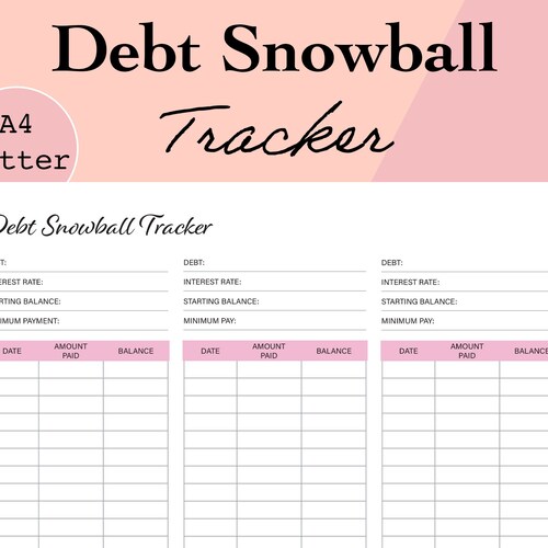 Debt Snowball Tracker Printable Debt Free Chart Debt Payoff - Etsy