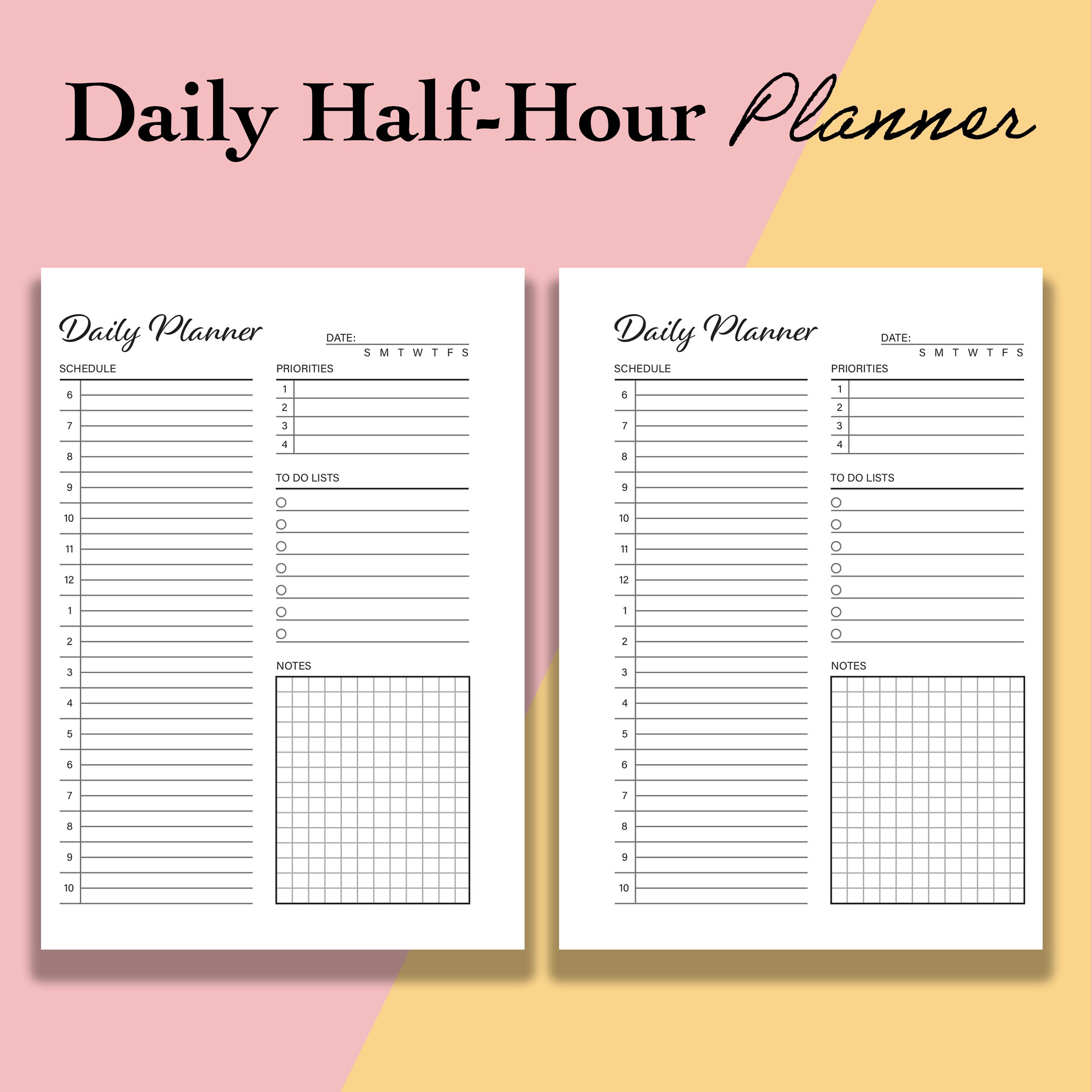 A6 Daily Planner Printable Daily Hourly Planner Page Daily - Etsy