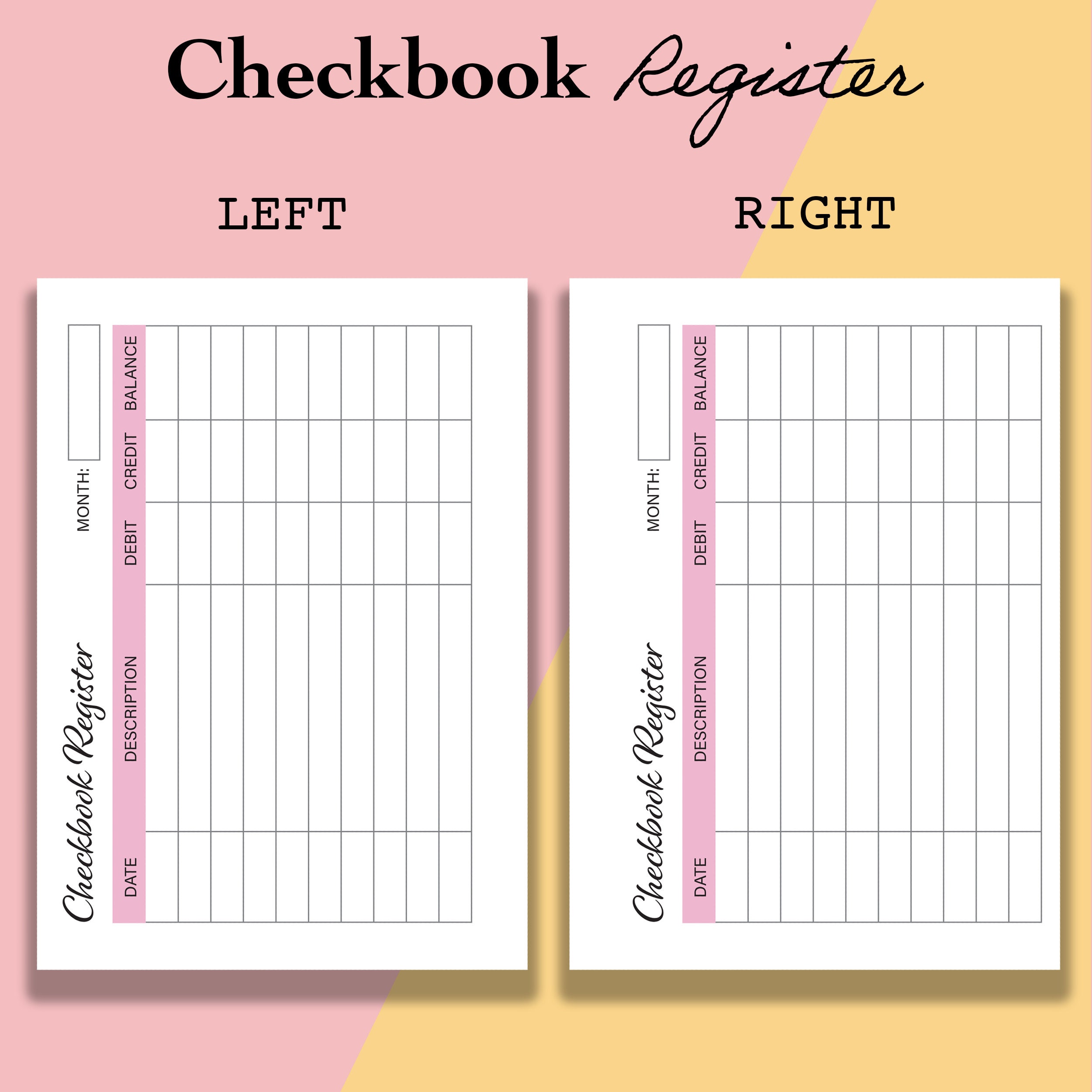 A6 Check Register Printable Planner, Checkbook Register Book Pages ...