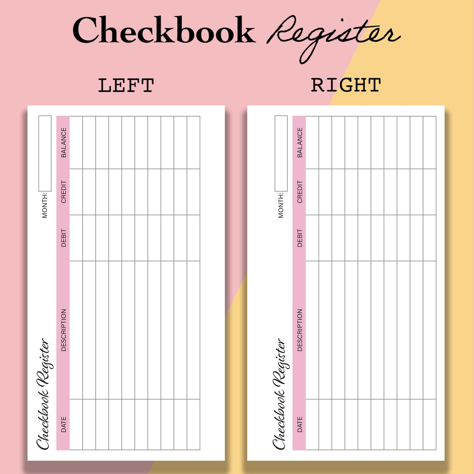 Printable checkbook register checkbook size - intelligencefopt